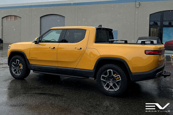 Compass Yellow Rivian R1T with Triple Square Thread Running Boards - EV ...