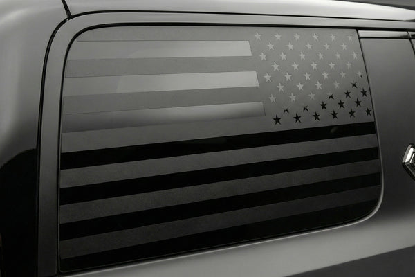 American Flag Black Vinyl Window Decal for Rivian R1S Rear Side Glass ...